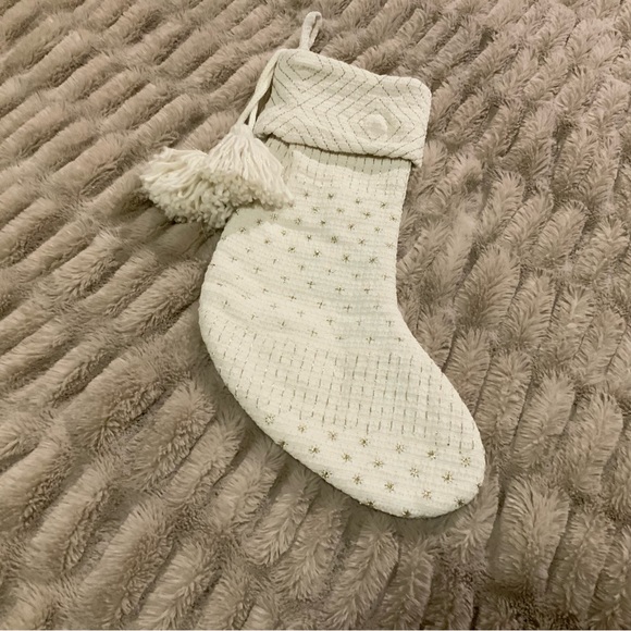 Christmas | Holiday | Woven Christmas Stocking Wool Blend Cream With ...